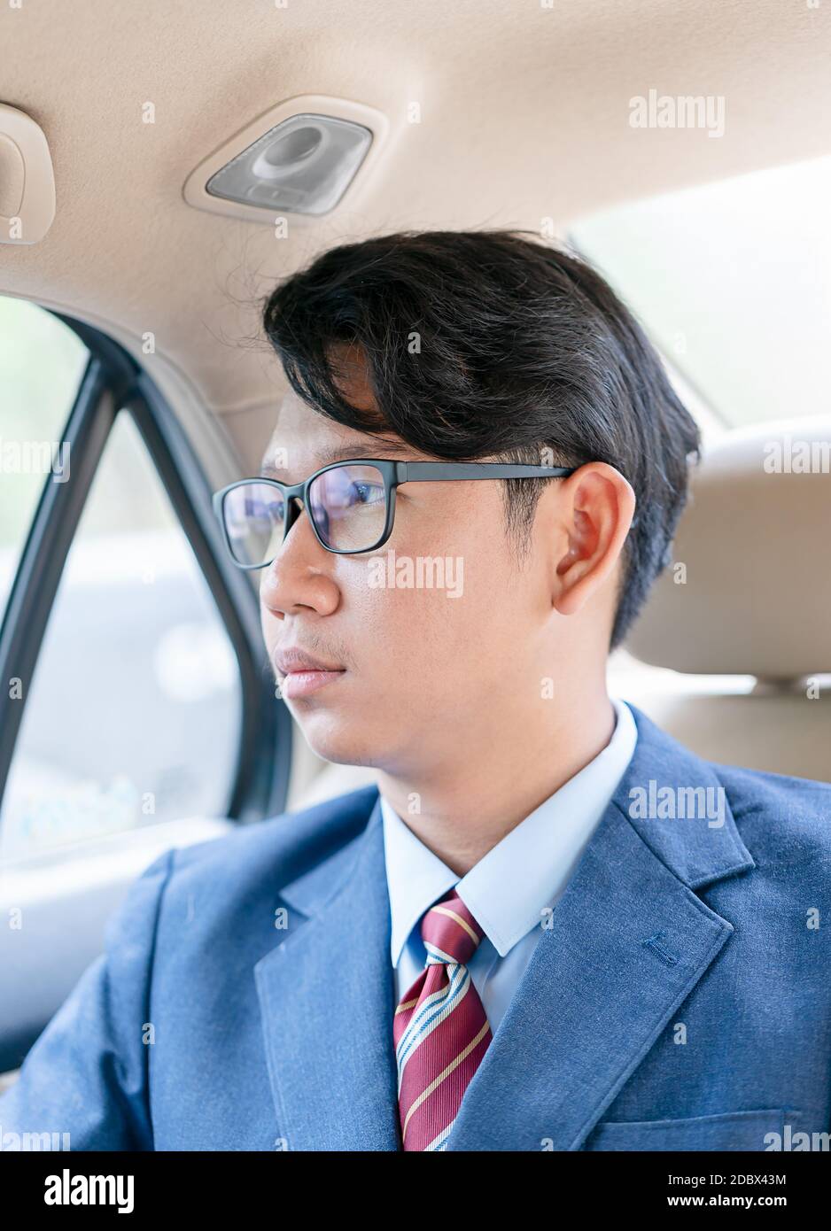Young asian business men portrait in suit working in the backseat of a ...