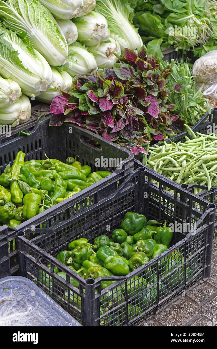Chinese vegetables at asian market Stock Photo - Alamy