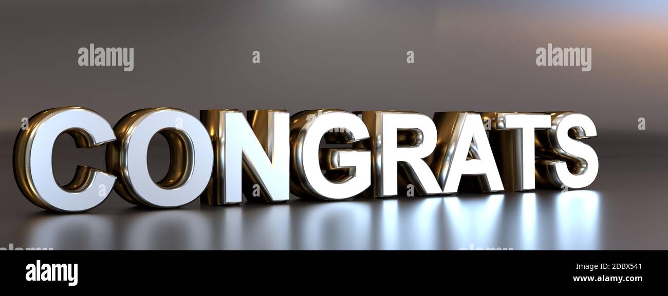 The word congratulations with reflections on a dark background, 3d ...