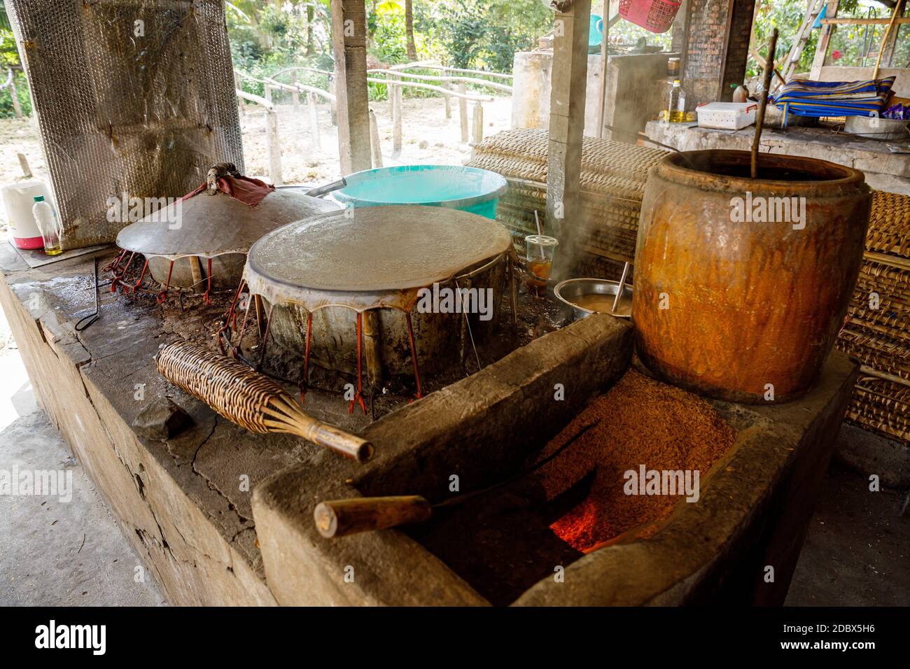 Rice paper production in the Mekong Delta at Cai Rang in Vietnam, 27 ...