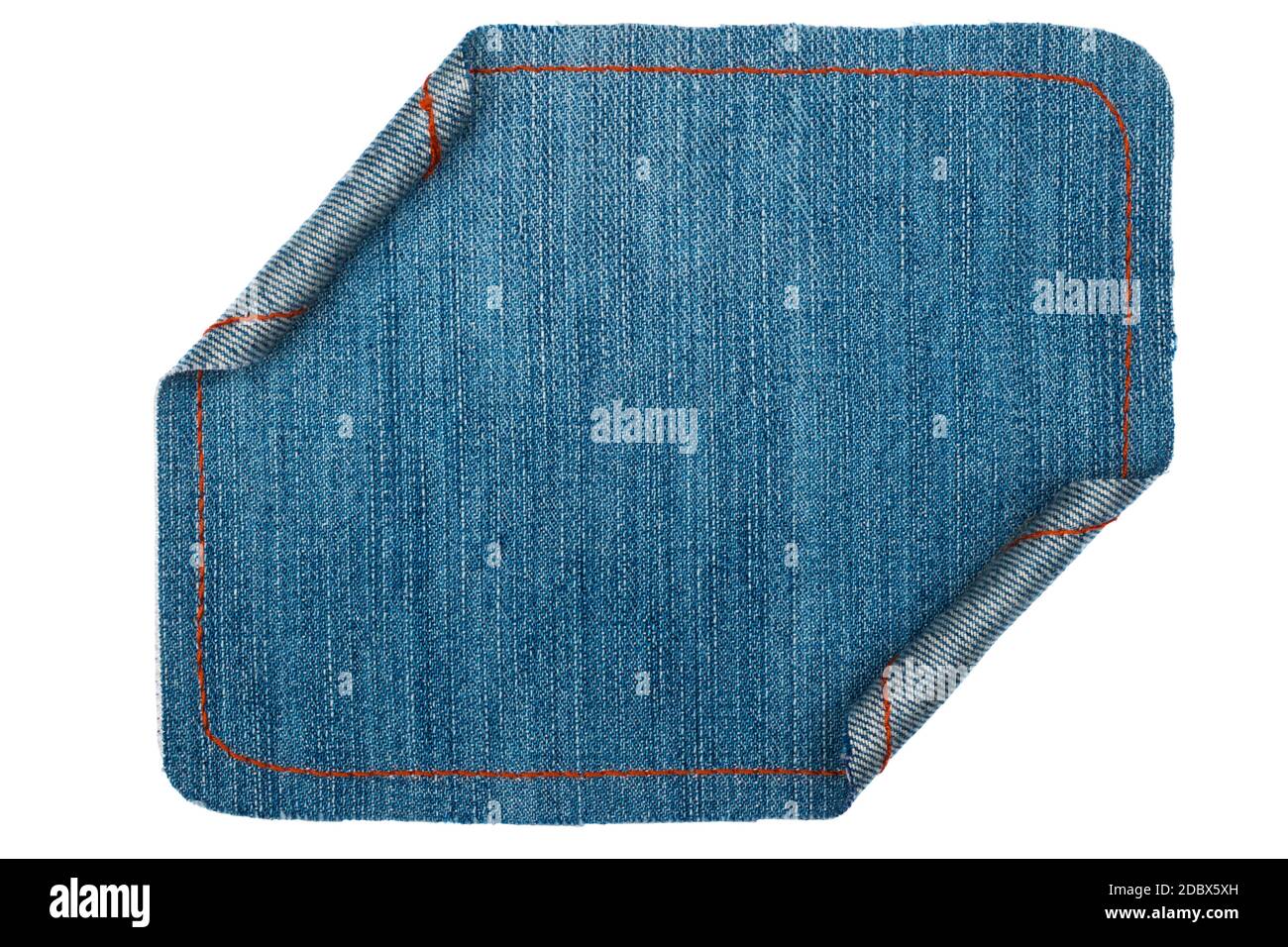Denim frame folded in the form of manuscripts, on a white background ...