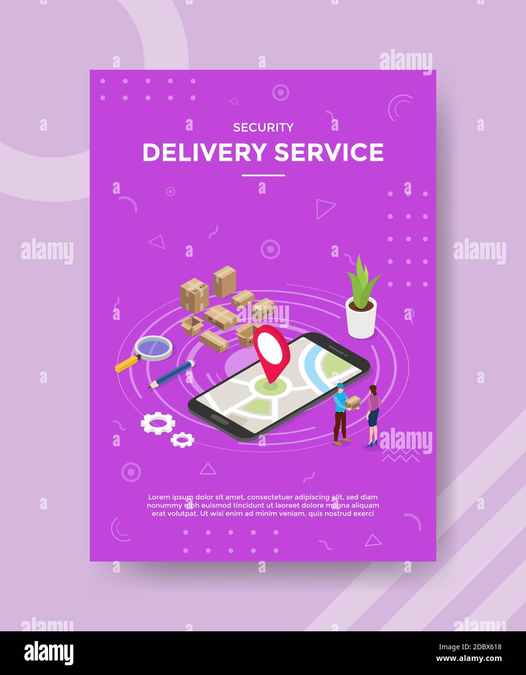 security delivery service pointer location courier giving package to ...