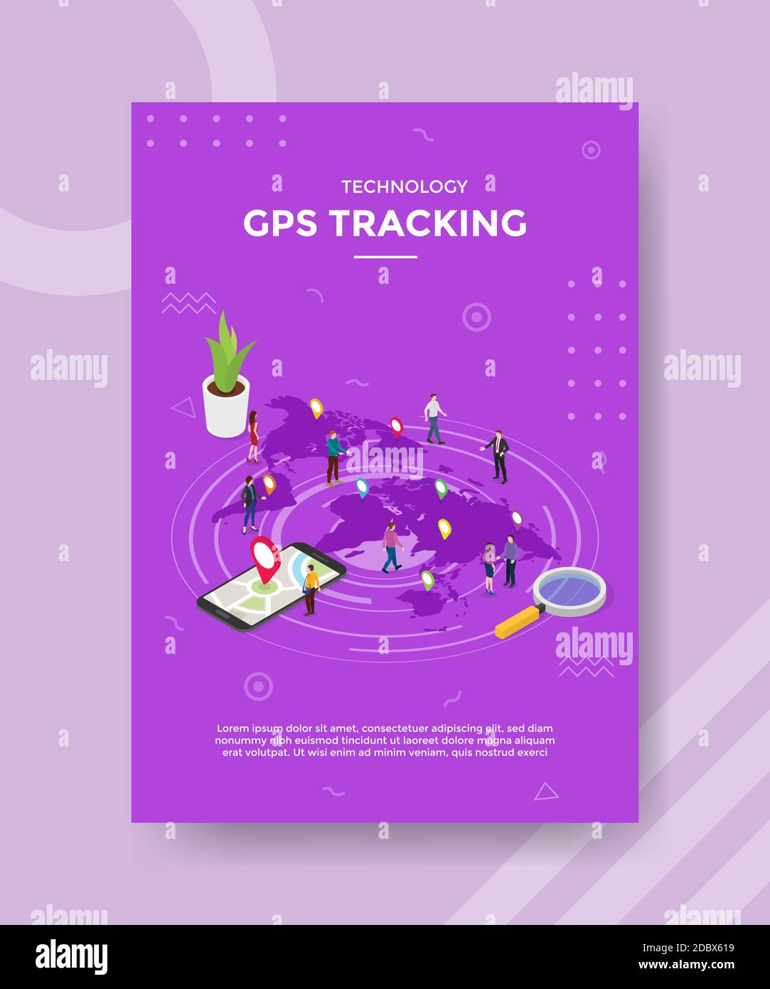 technology gps tracking people standing on pointer location map world ...