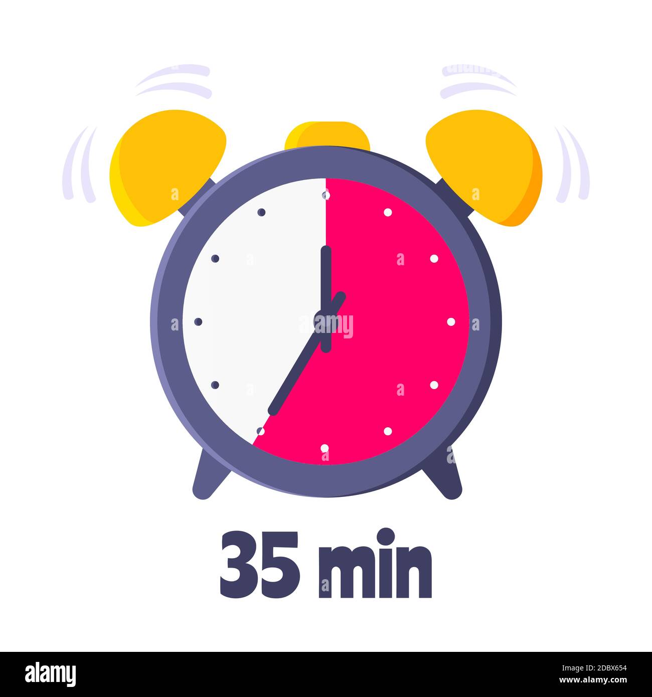 Thirty Five Minutes On Analog Clock Face Flat Style Design Vector