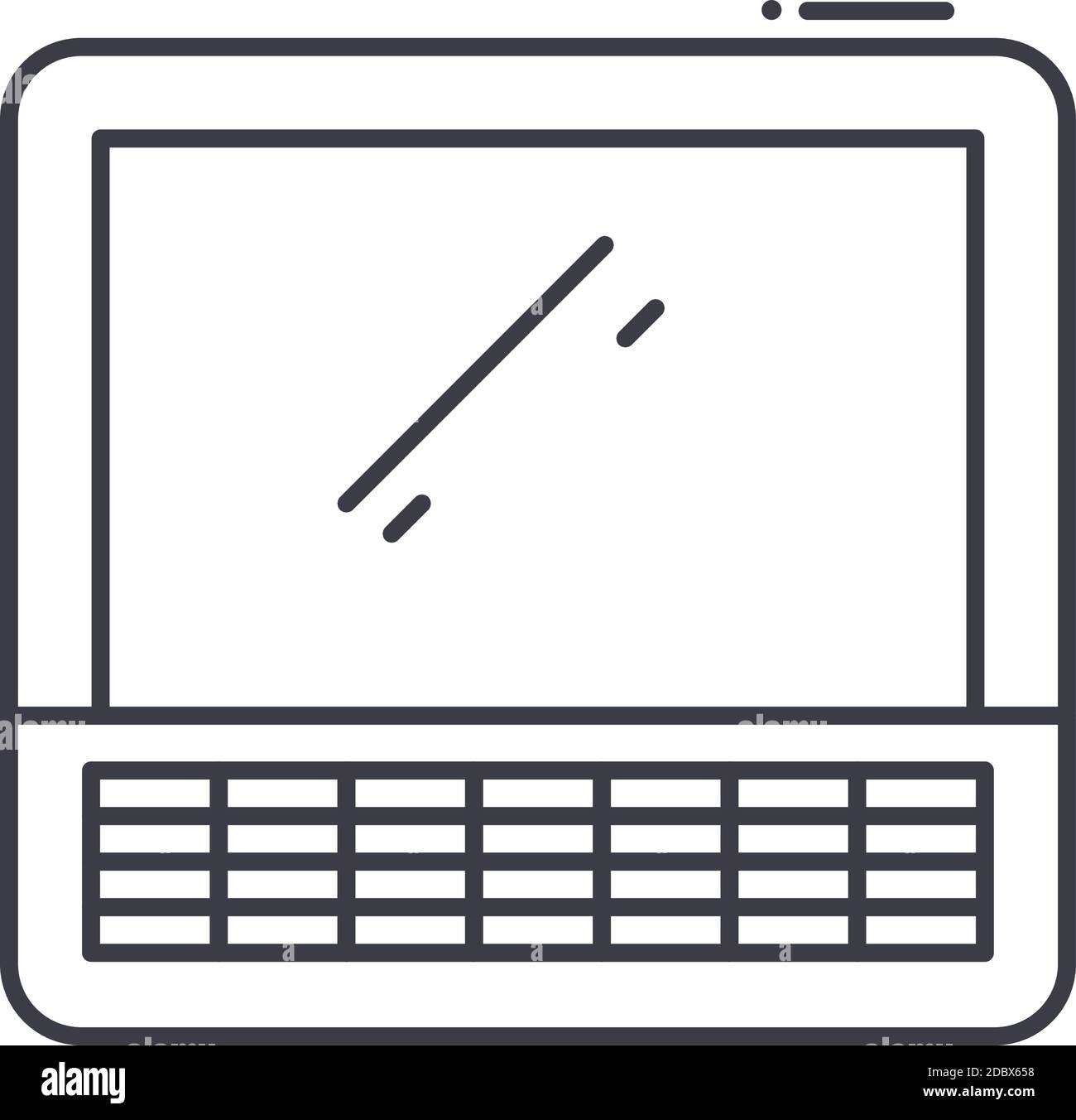 Laptop device icon, linear isolated illustration, thin line vector, web ...