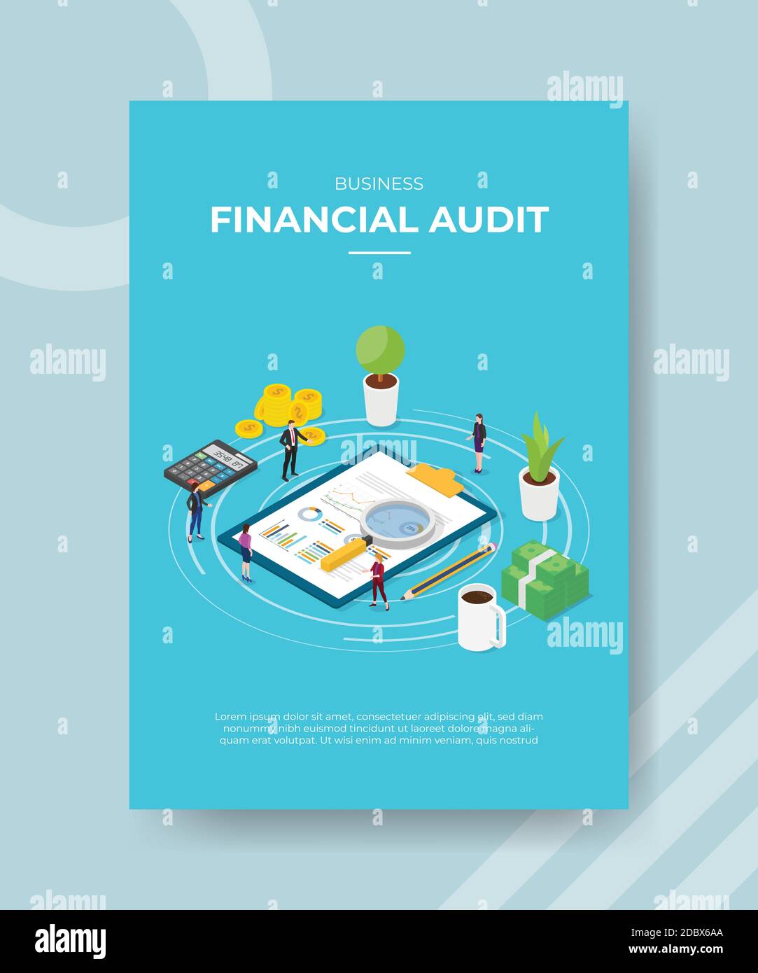 business financial audit people standing analyzing around document data ...