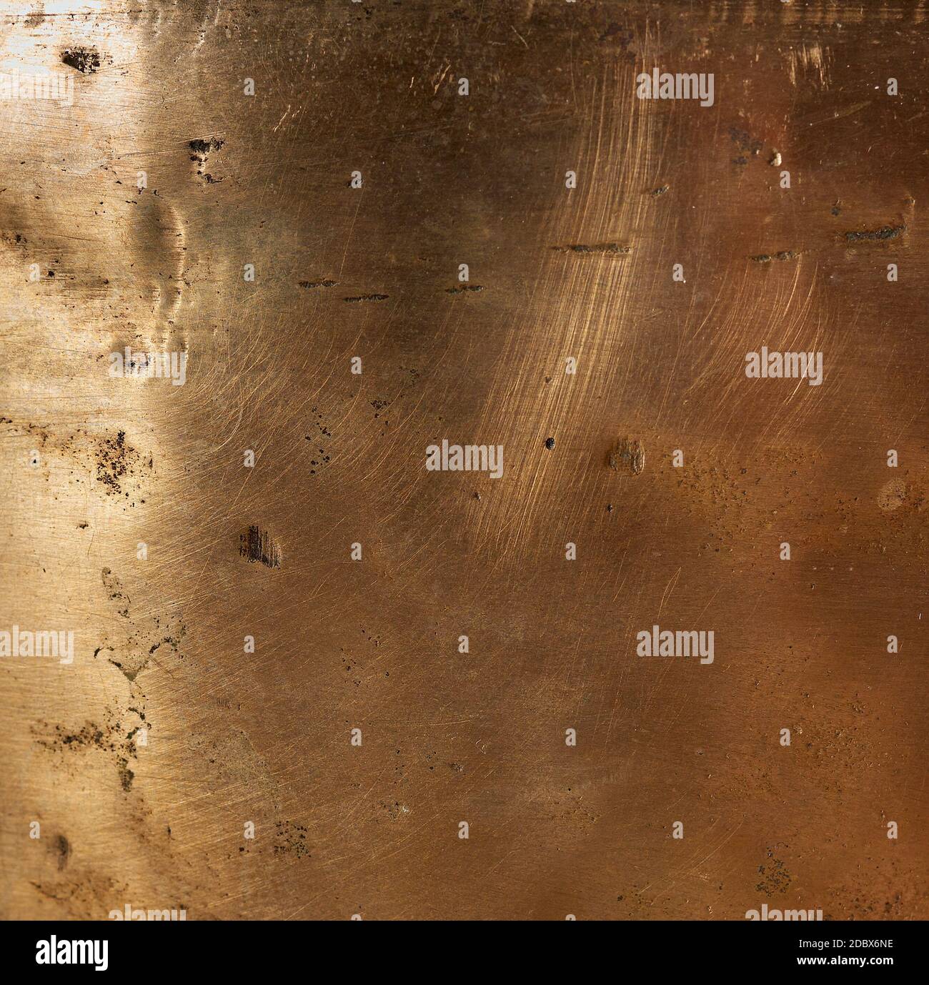 texture of yellow old copper plate with scratches and scuffs, full ...