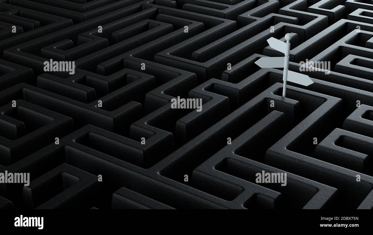 perspective view 3d illustration concept of crossroad signpost coming ...