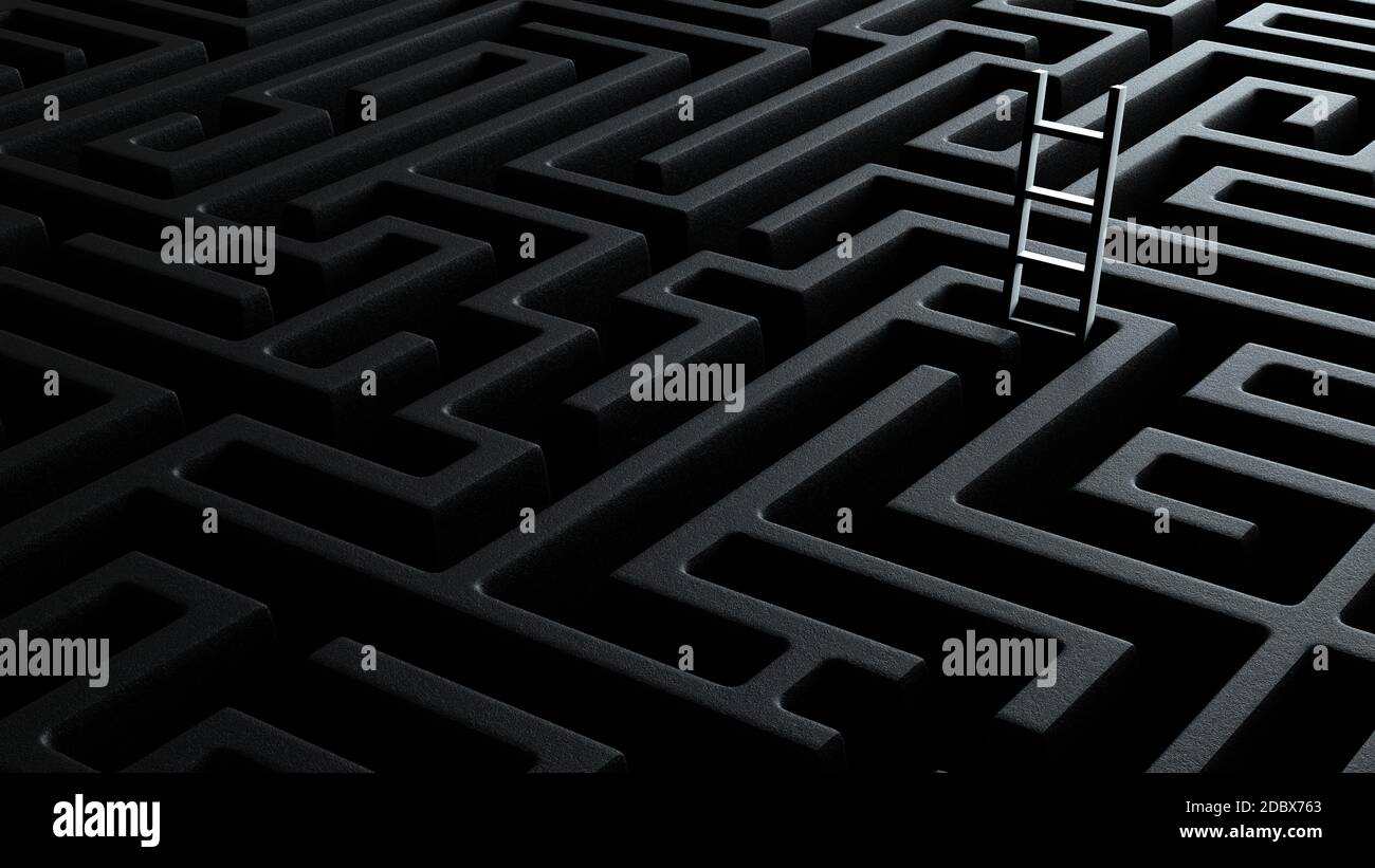 perspective view 3d illustration concept of stairs coming out of a ...