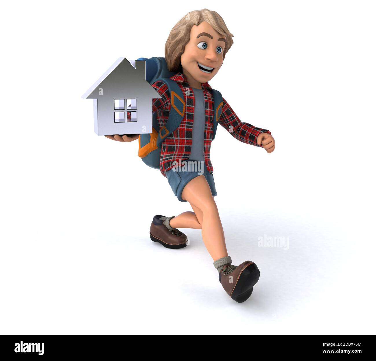 Fun backpacker cartoon guy Stock Photo - Alamy