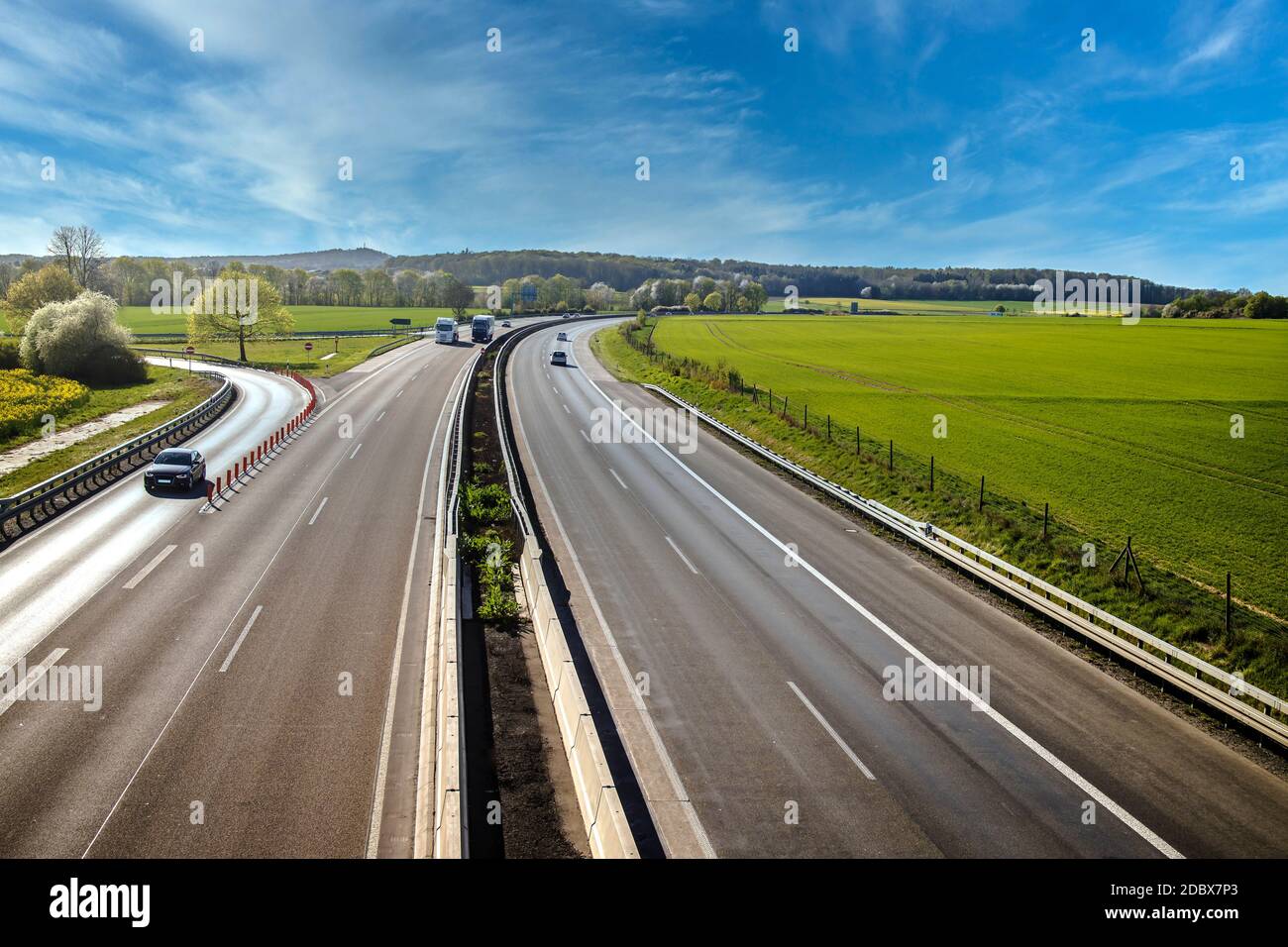 Autobahn landscape in Germany in summer Stock Photo - Alamy