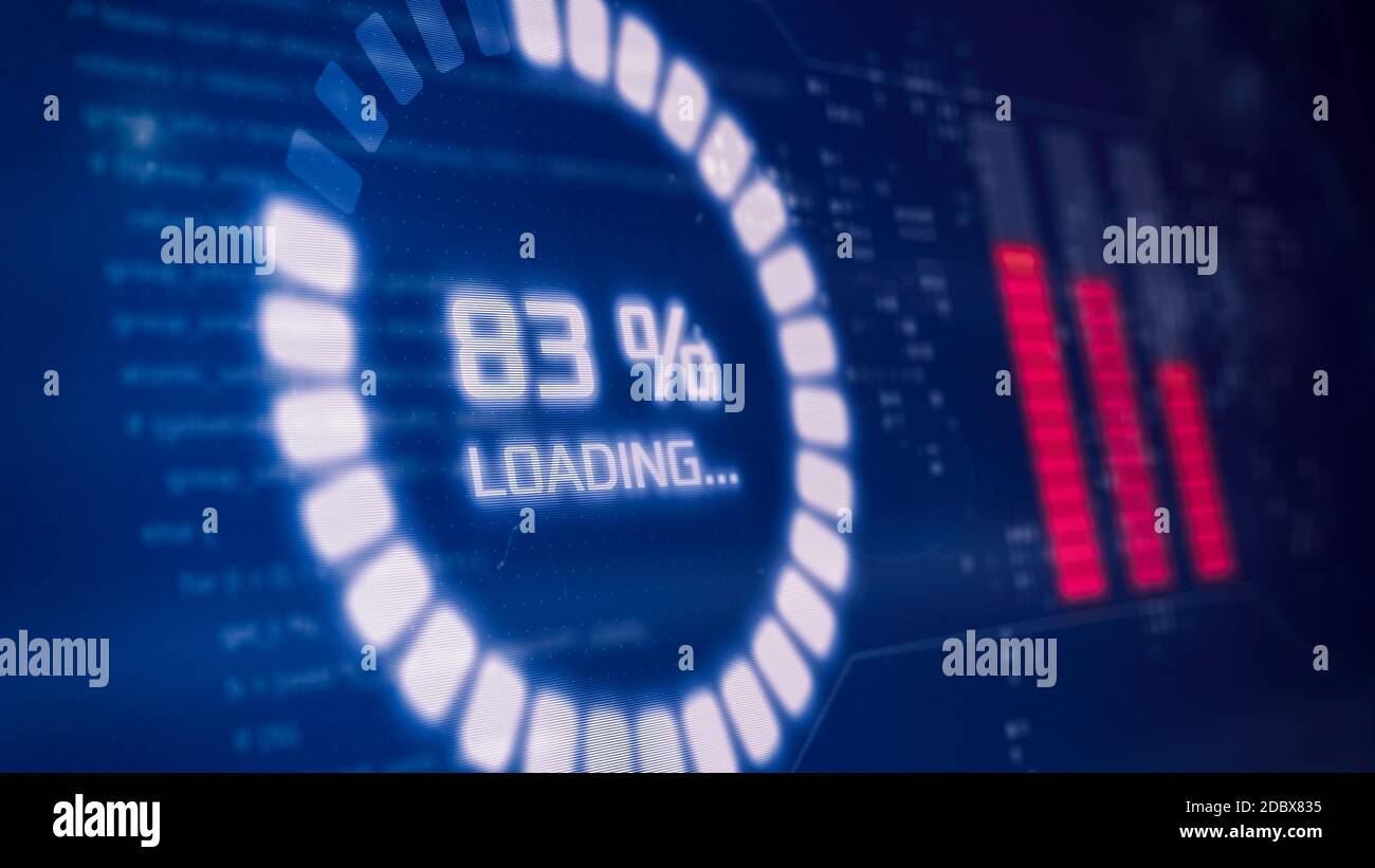 futuristic interface with a circular progress bar, loading data ...