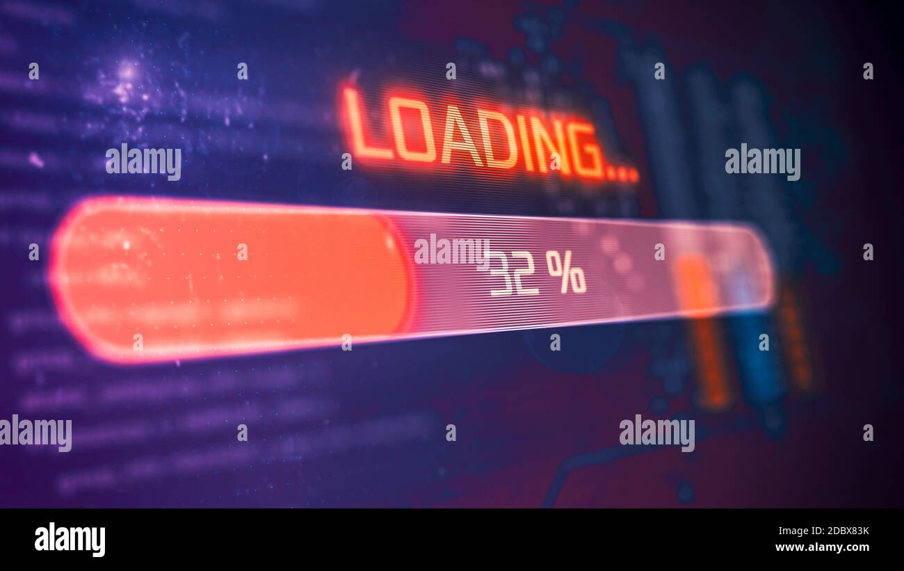 futuristic interface with a progress bar and programming code on ...