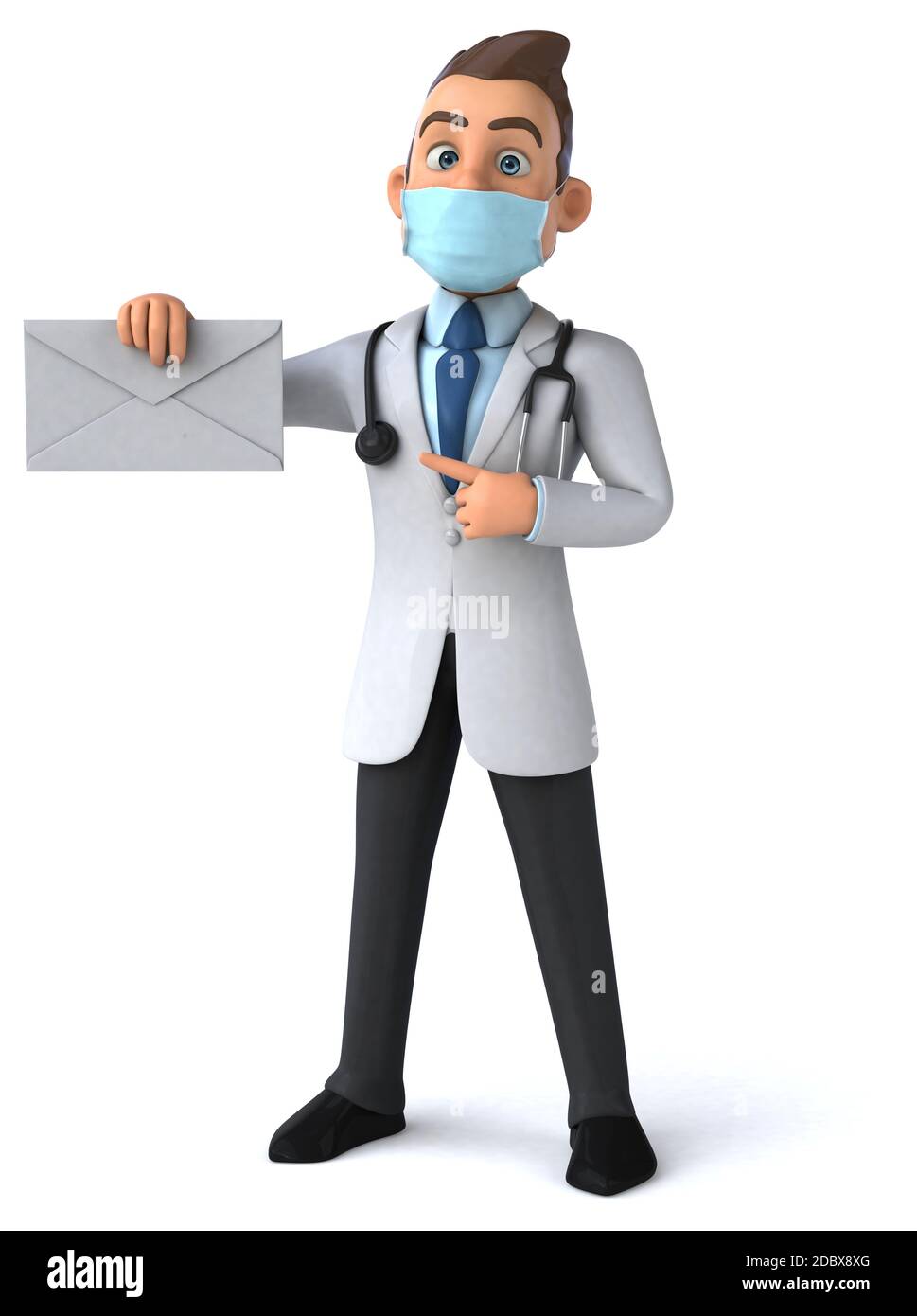 Fun cartoon doctor character with a mask Stock Photo - Alamy