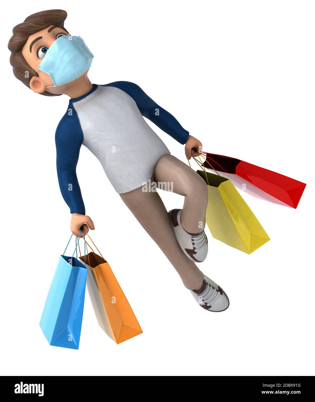 Fun cartoon kid character with a mask Stock Photo - Alamy