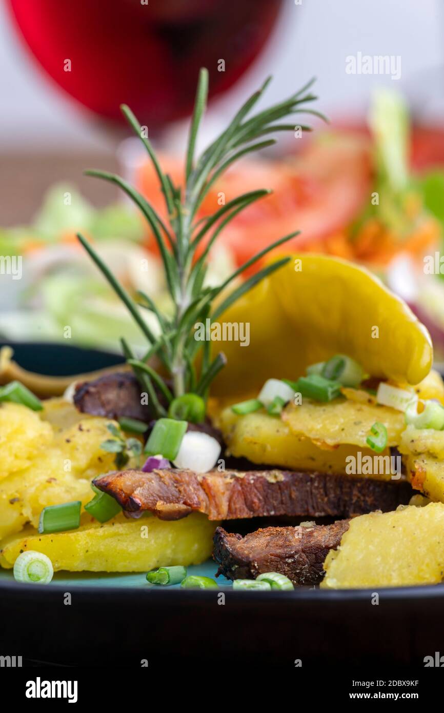 austrian potato groestl with red wine Stock Photo - Alamy
