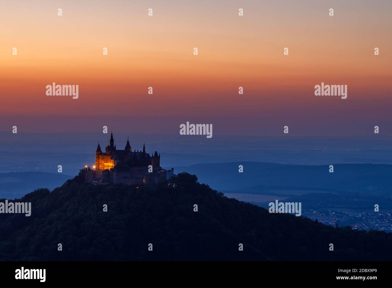 The Castle of Hohenzollern in Germany at night Stock Photo - Alamy