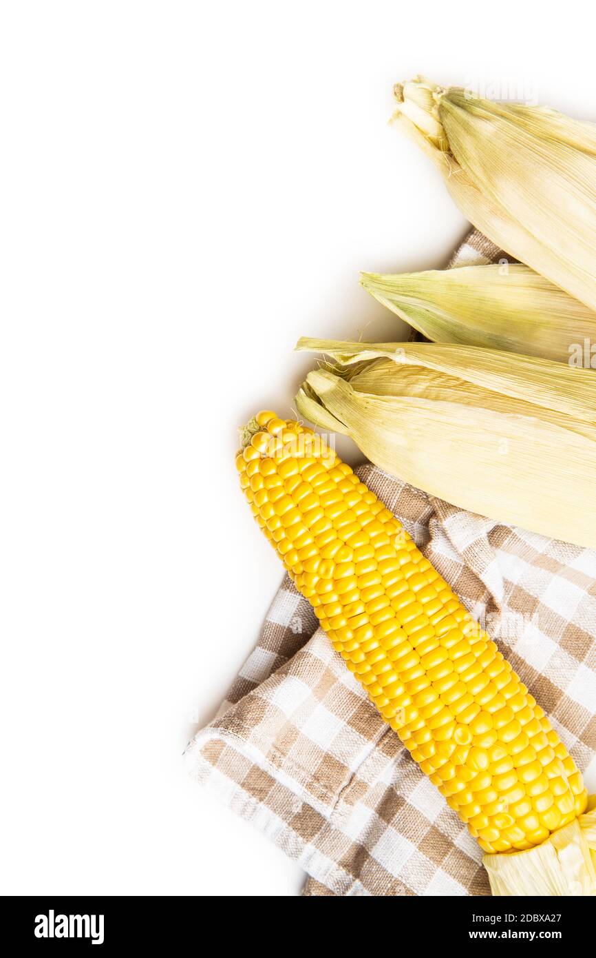 Uncooked corn cob isolated on white background Stock Photo - Alamy