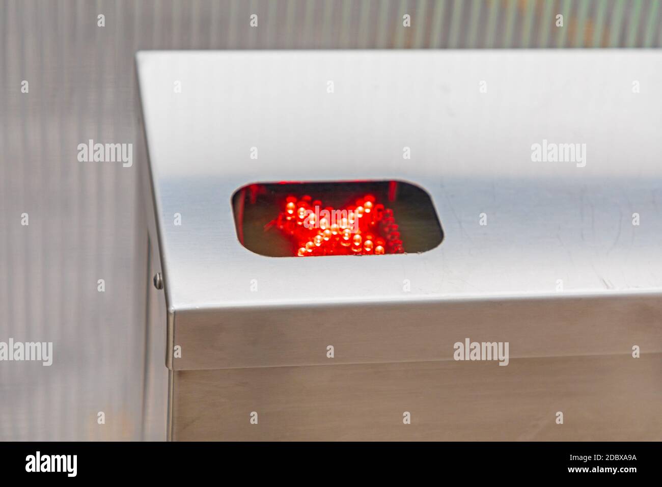 Red X Sign Led Lamps at Barrier Stock Photo - Alamy