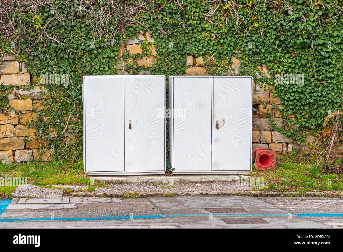 Two Electric Power Control Boxes at Street Stock Photo - Alamy