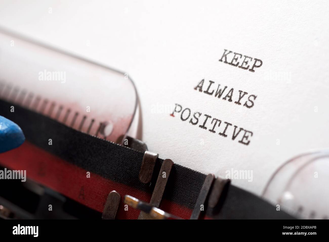 Keep always positive phrase written with a typewriter Stock Photo - Alamy
