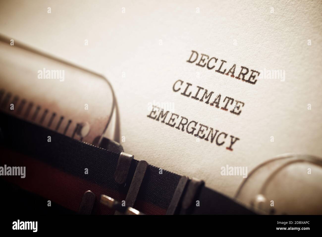 Declare climate emergency phrase written with a typewriter Stock Photo ...