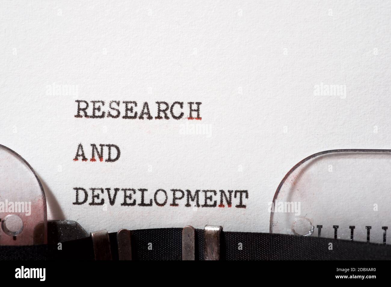 Research and development phrase written with a typewriter Stock Photo ...