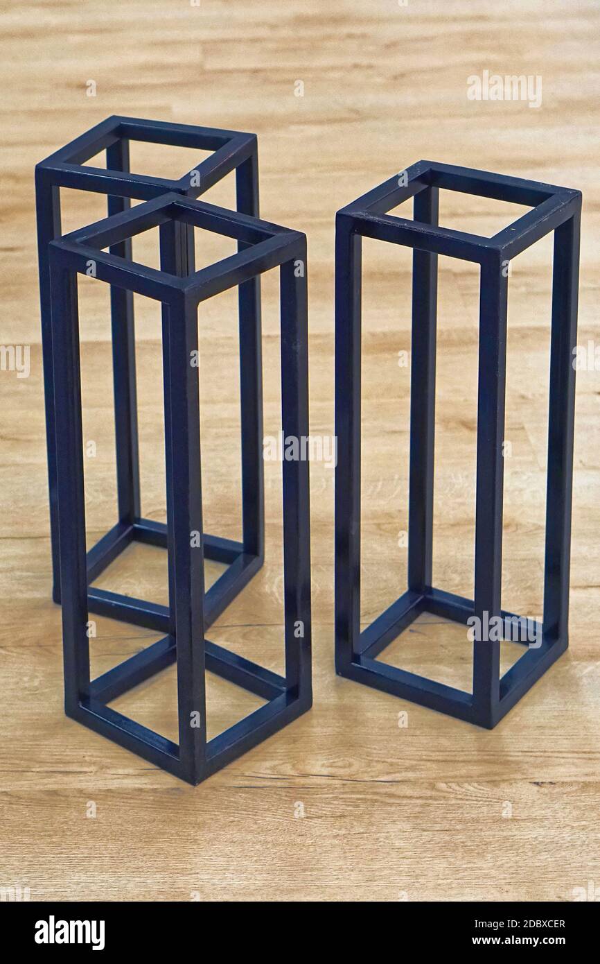 Real 3d shapes made from black metal Stock Photo - Alamy