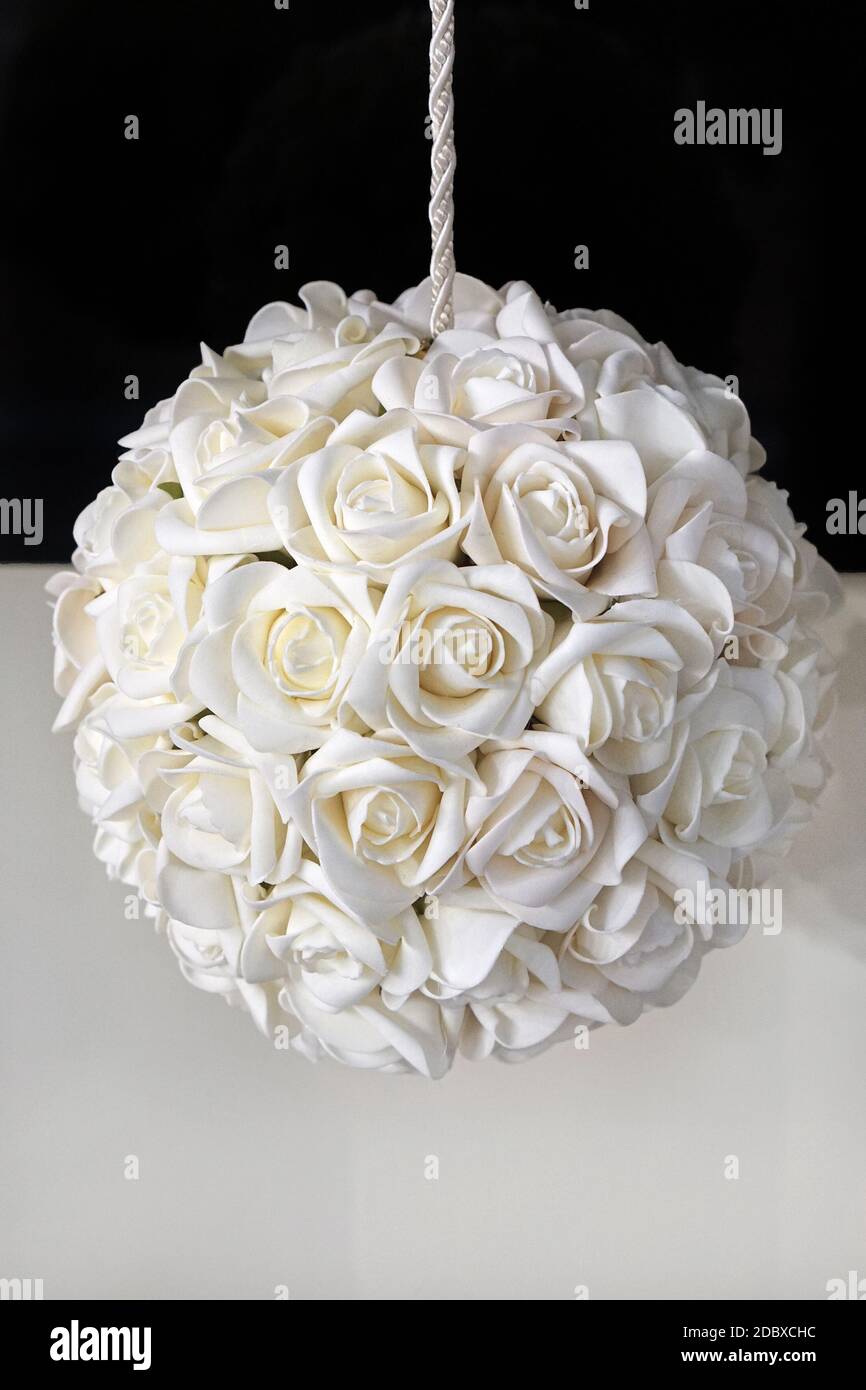 White roses flowers ball for wedding Stock Photo - Alamy