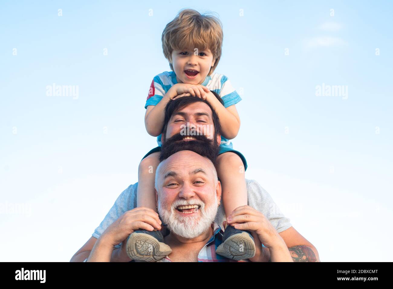 Fathers day. Father and son with grandfather - Men generation Stock ...