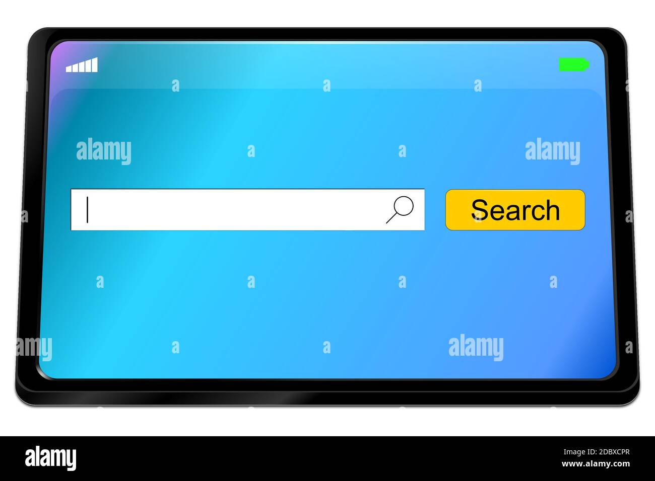 Tablet computer with internet web search engine on blue display - 3D ...