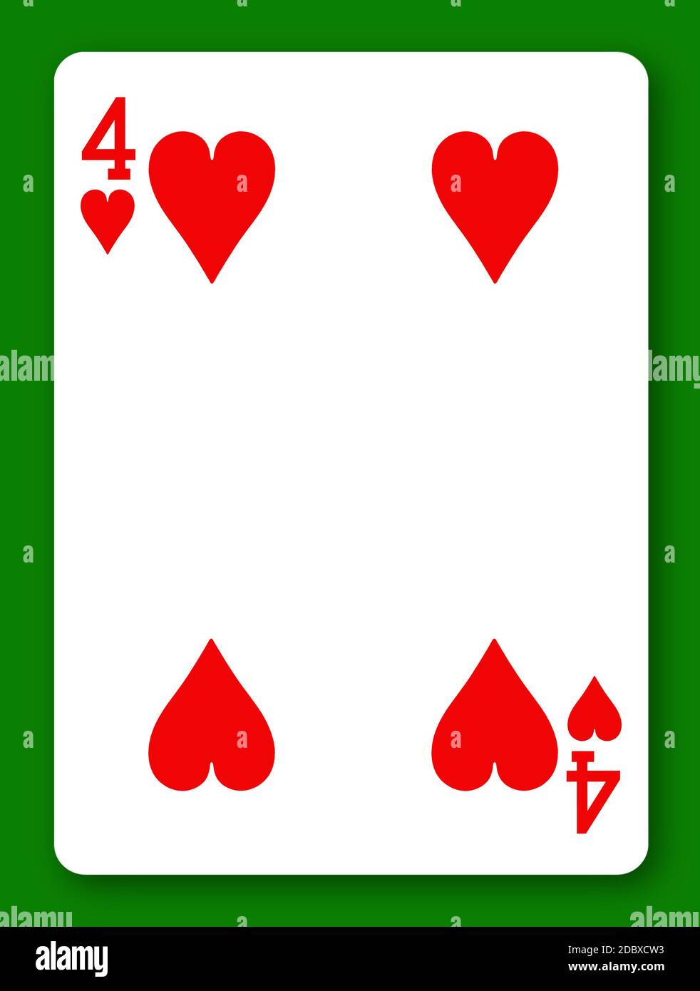 A 4 Four of Hearts playing card with clipping path to remove background ...