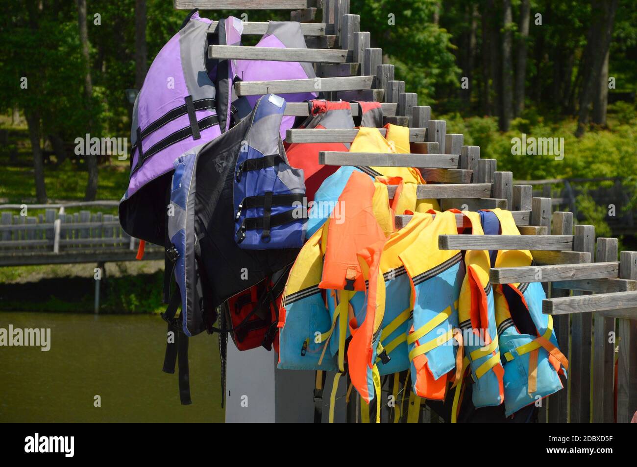 Hanging life jackets hi-res stock photography and images - Alamy