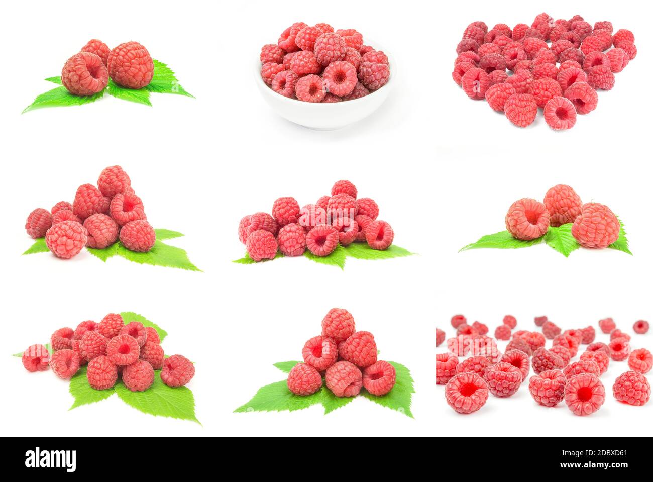 Group of sweet raspberry isolated on a white background cutout Stock ...