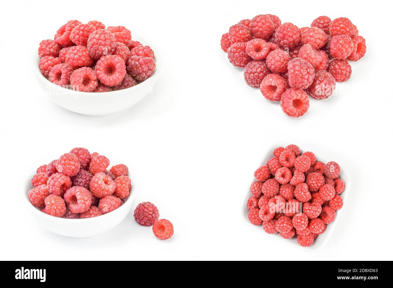 Collage of raspberry with leaf isolated on a white cutout Stock Photo ...