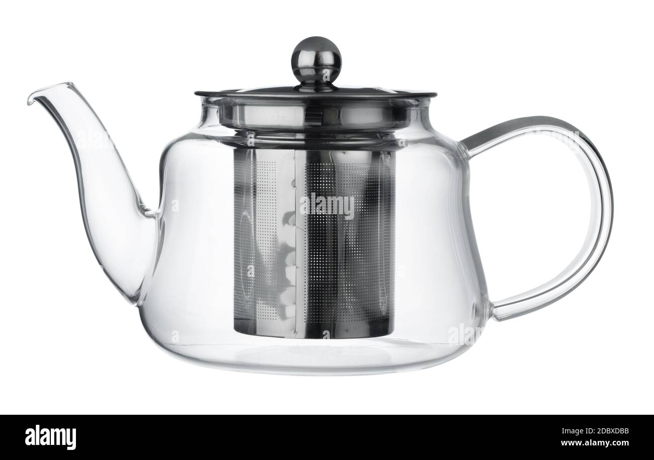 Empty glass teapot isolated on white background Stock Photo - Alamy