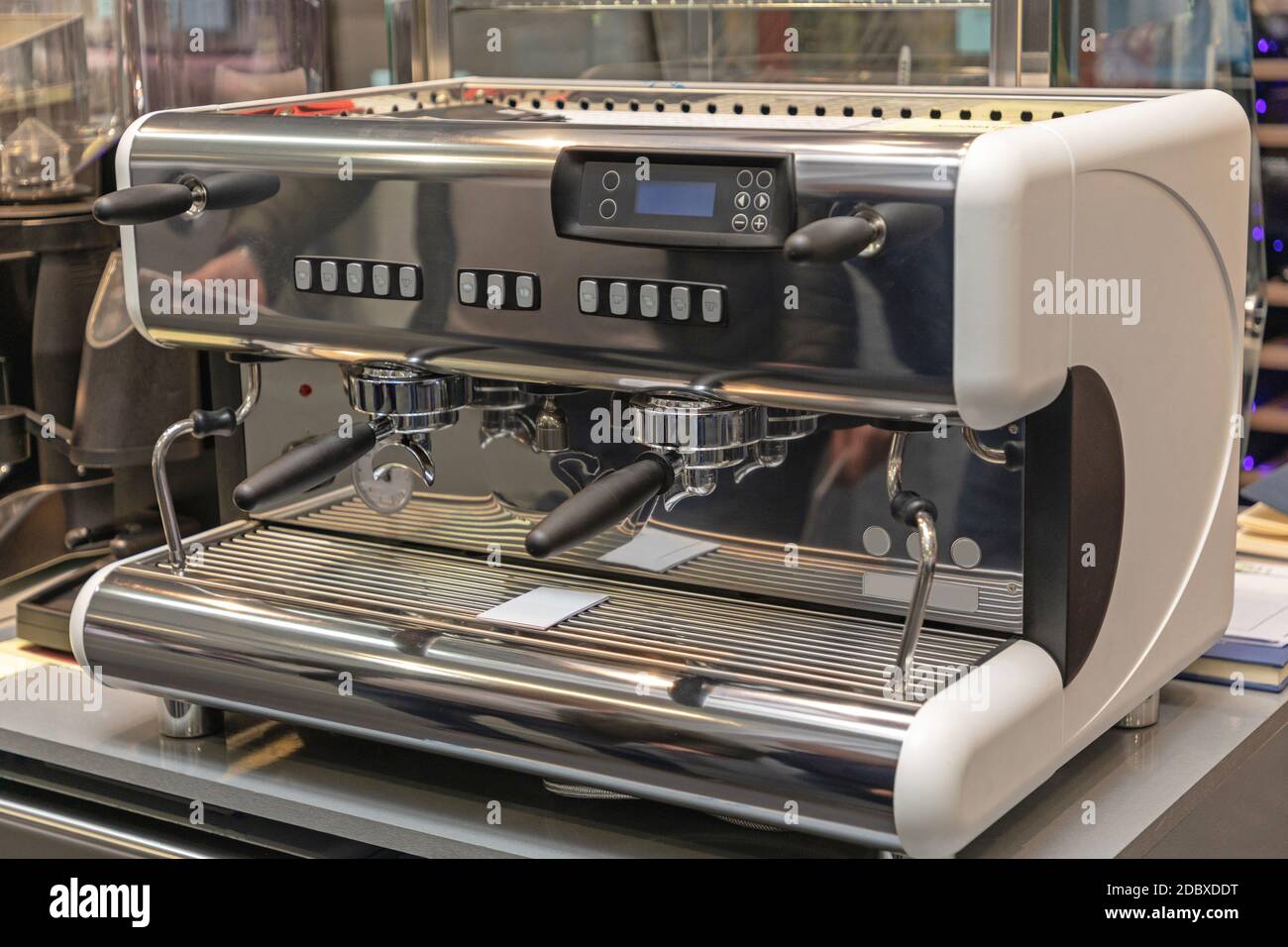 Commercial Espresso Coffee Machine With Two Group Stock Photo - Alamy