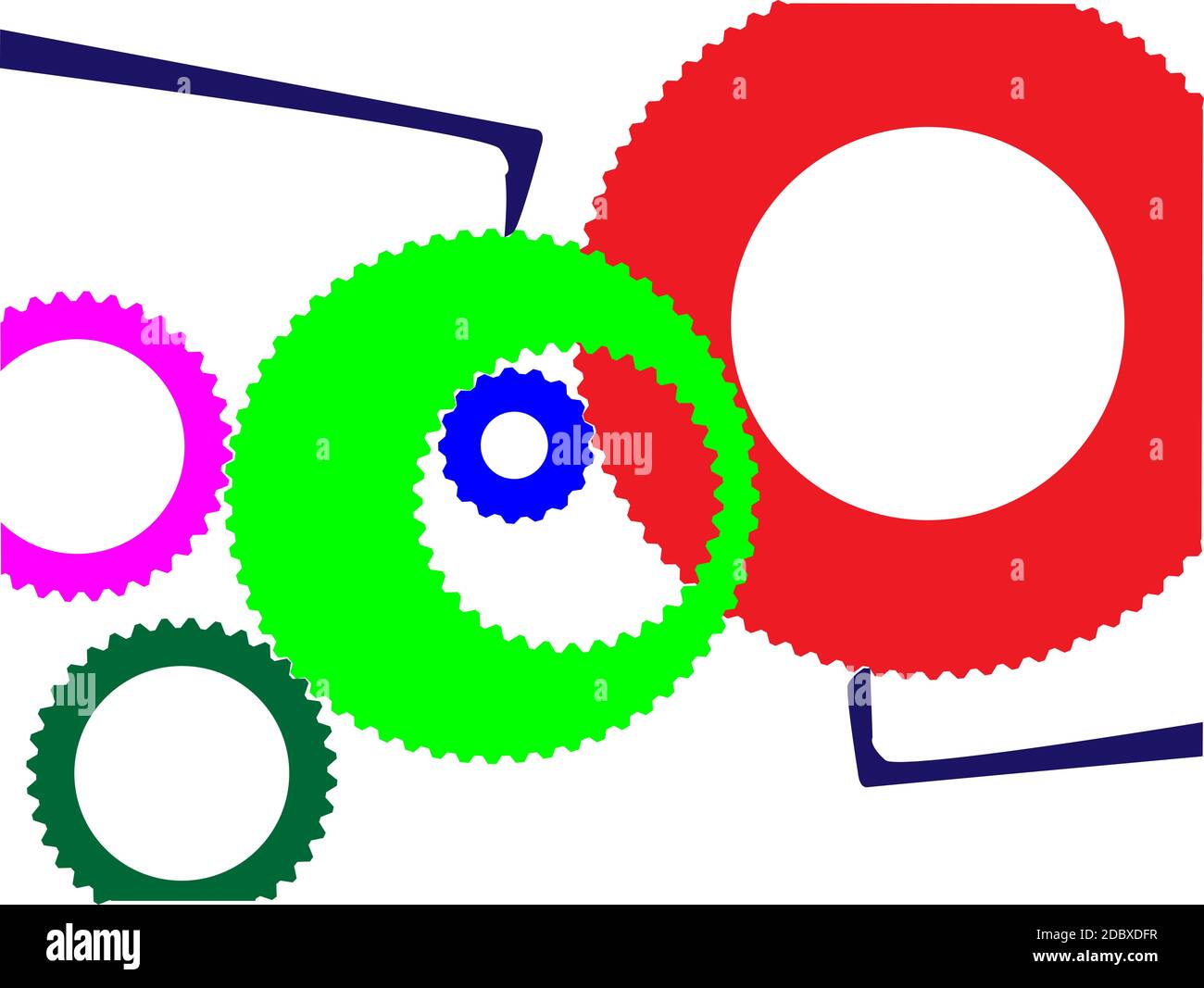 A cartoon style set of gears over a white background Stock Photo - Alamy