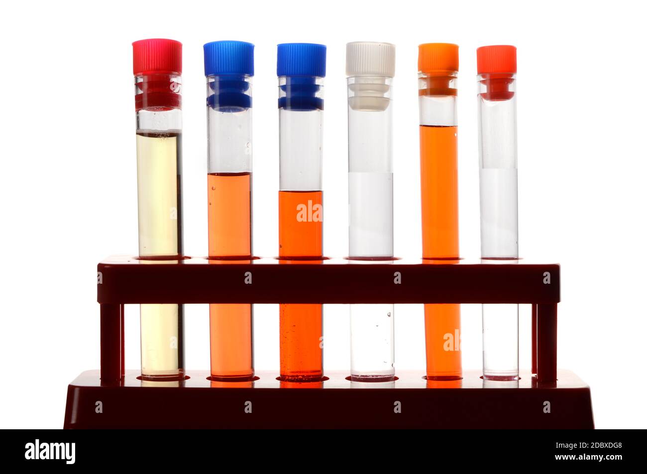 A rack of test tubes in a lab for getting results from samples Stock ...