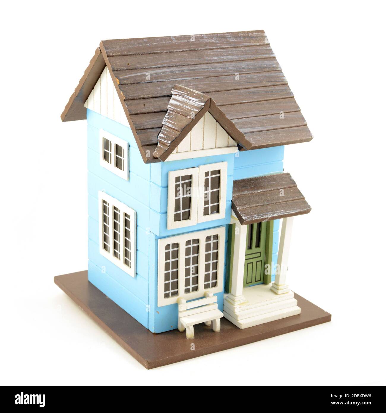 An isolated scale model house made from wood over a white background ...