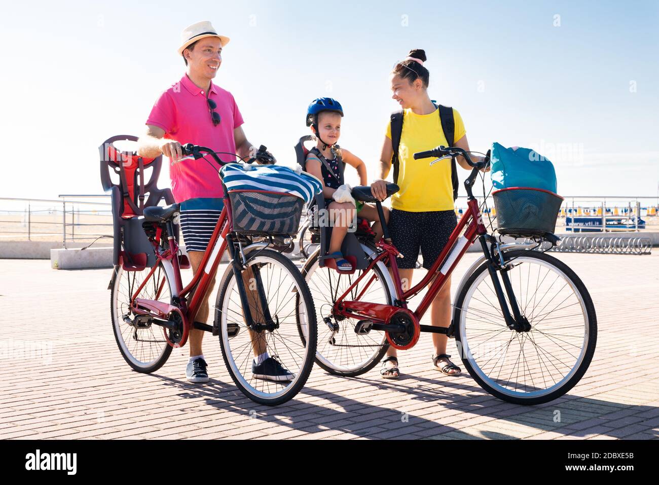 Family Riding Bicycle Outside. Happy People Doing Sports Stock Photo ...