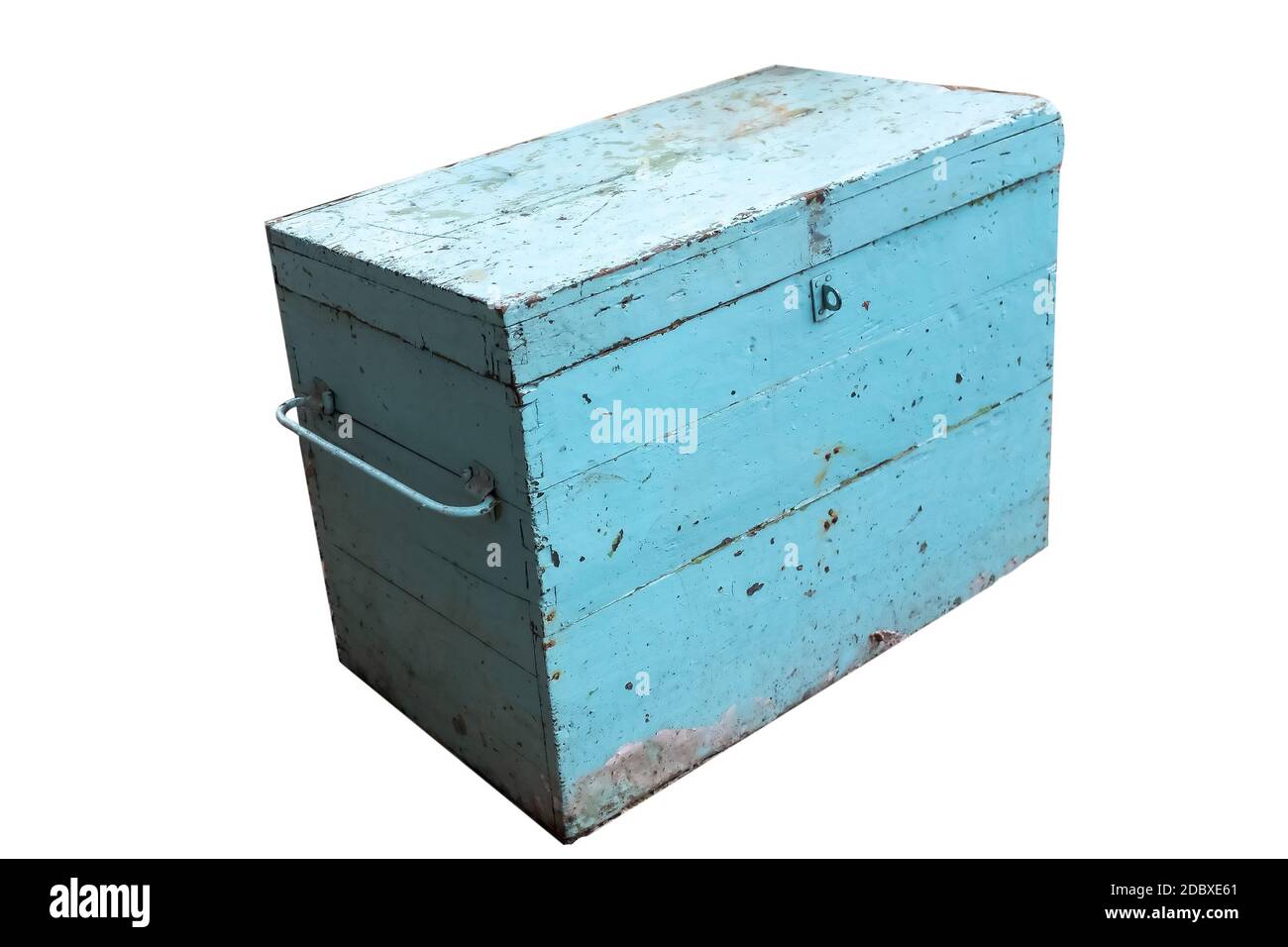 old blue chest isolated on white Stock Photo - Alamy