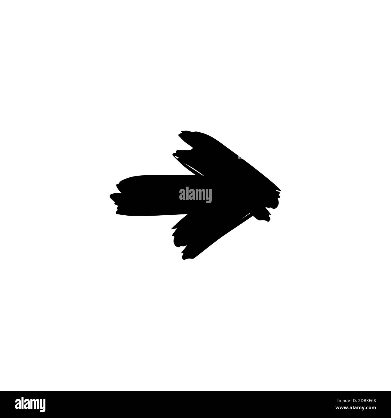 black drawn by brush paint right arrow cartoon icon. Isolated on white ...