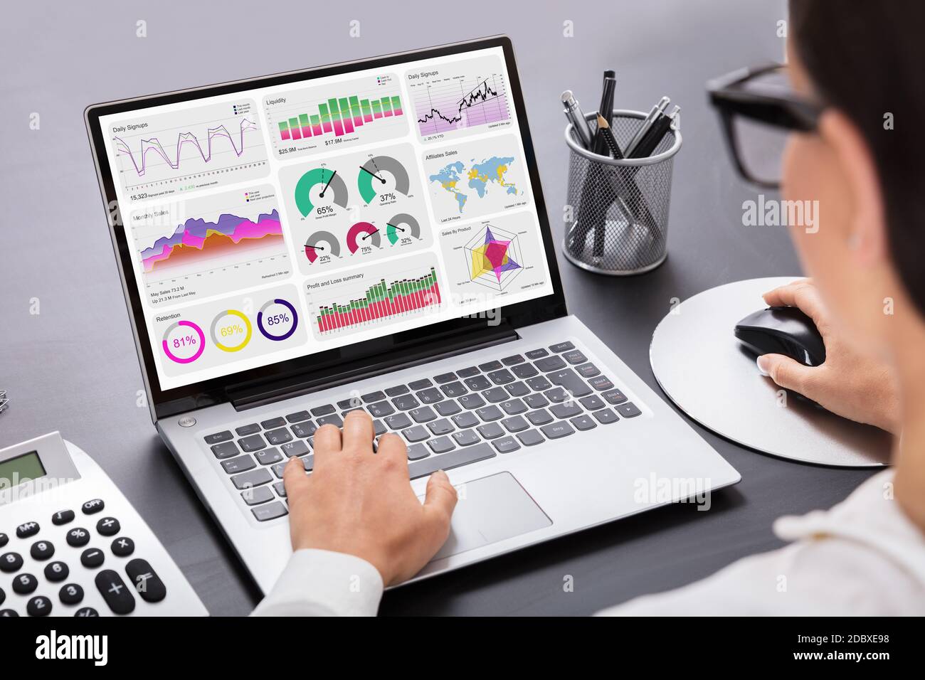 KPI Analytics Information Technology On Business Laptop Stock Photo - Alamy