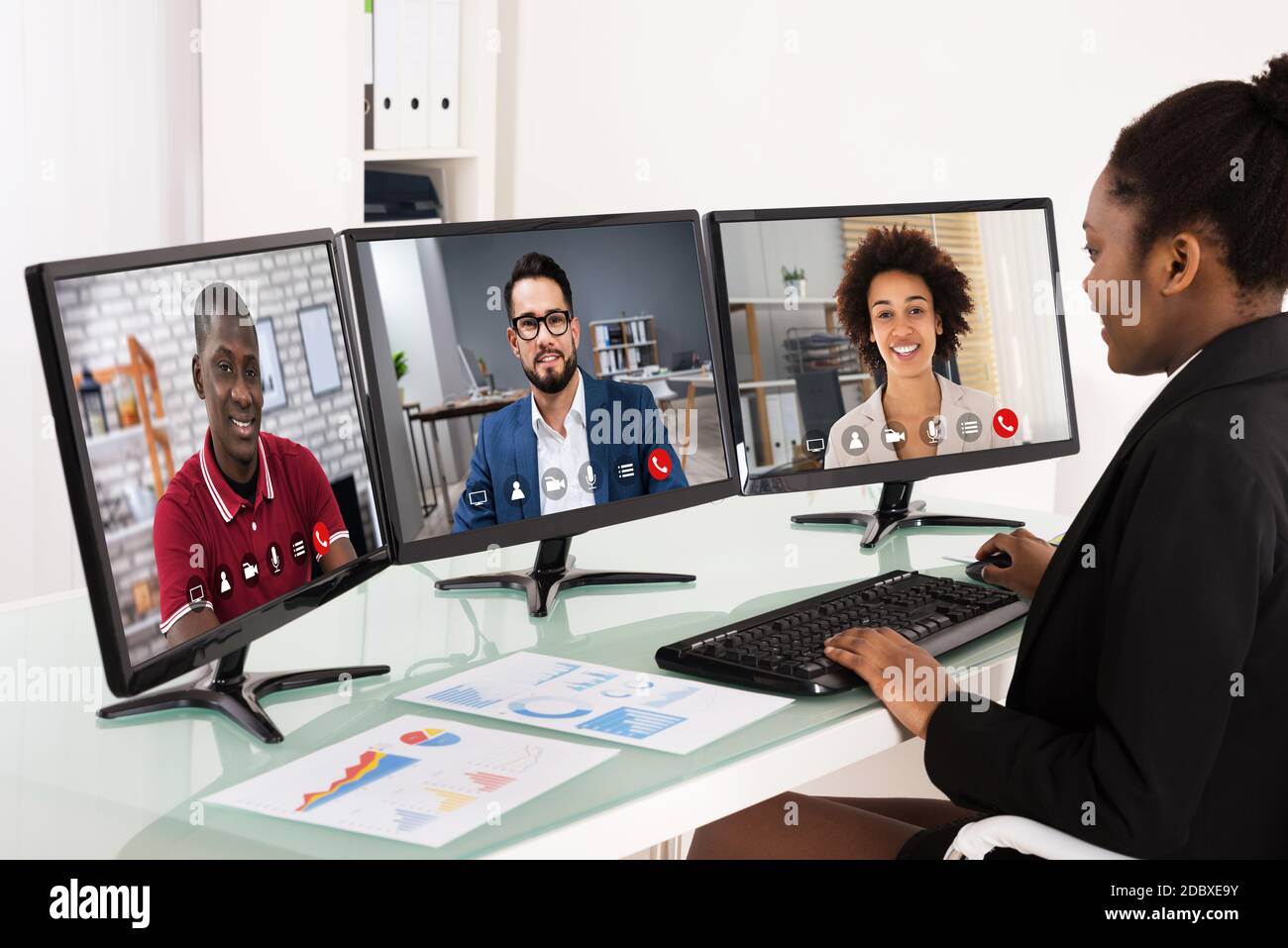 Video Conferencing Call Business Meeting On Computer Stock Photo - Alamy