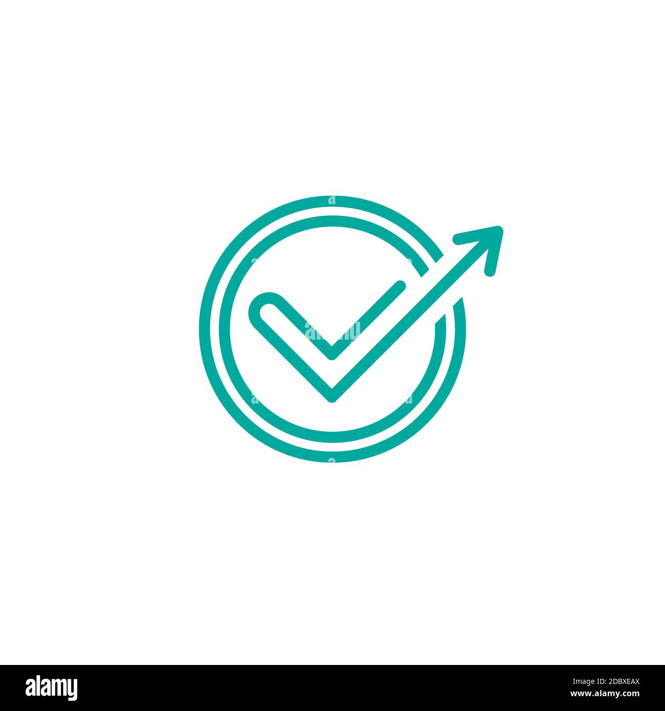 Valid Seal with up arrow and circle icon. tick made of thread or line ...