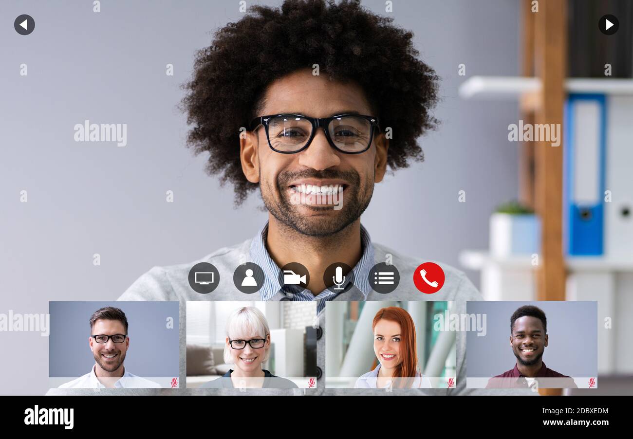 Online Video Conference Meeting Group Call Screen Stock Photo - Alamy