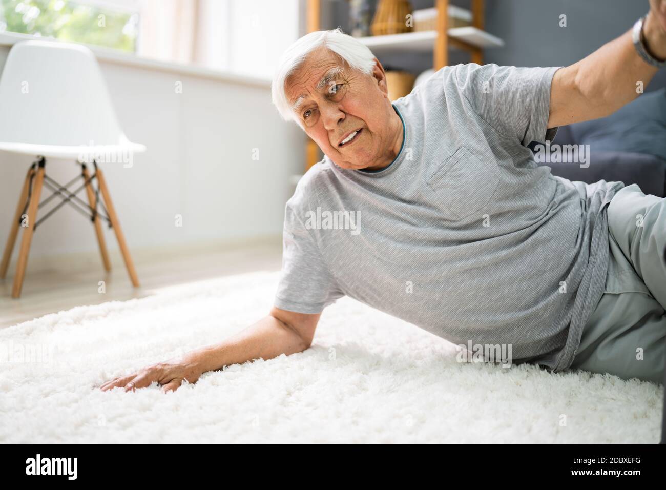 Elderly Senior Man Slip And Fall. Fallen Old Person Stock Photo - Alamy