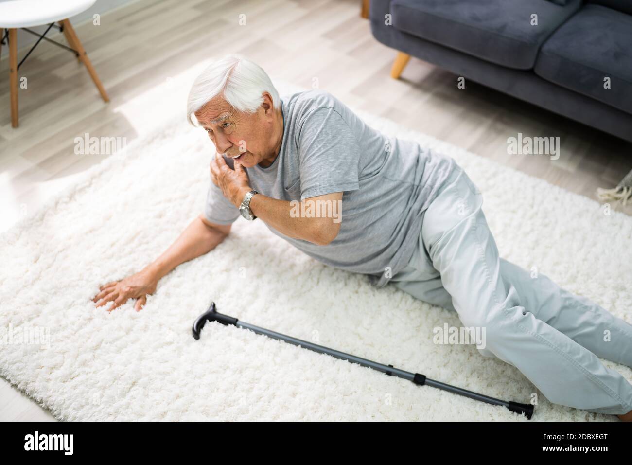 Elderly Senior Man Slip And Fall. Fallen Old Person Stock Photo - Alamy