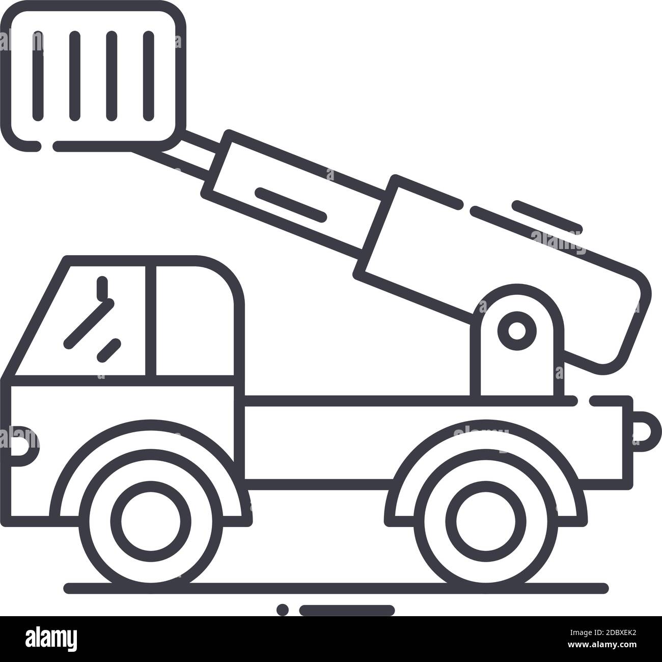 Ladder truck icon, linear isolated illustration, thin line vector, web ...